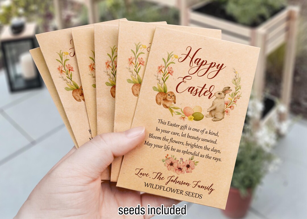 Happy Easter Wildflower Seed Packets/personalized Easter Party Favors ...