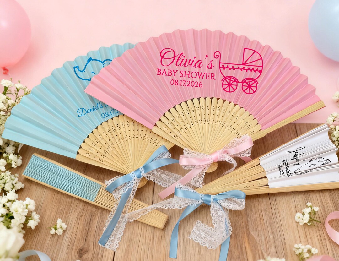 Bulk Baby Shower Printed Fans Favor/birthday Baptism Favors/baby Shower ...