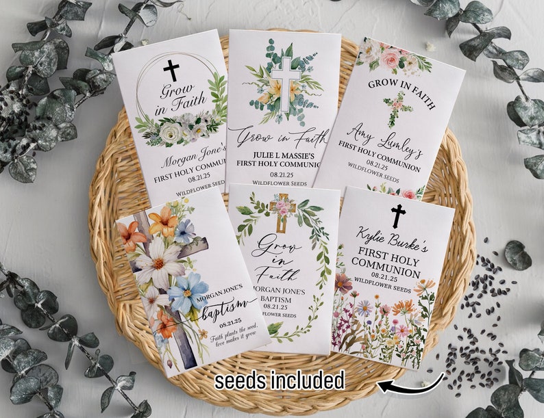 Seed Packets Faith Plants the Seed/baptism Favors With Cross ...
