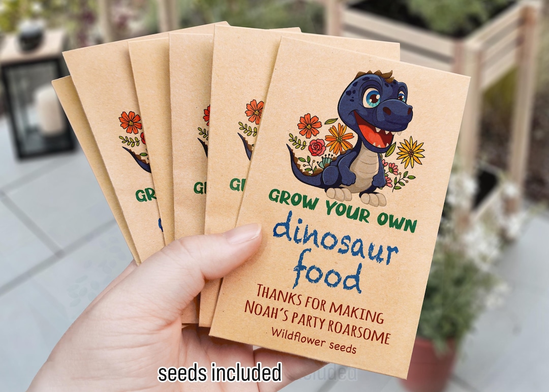 Personalized Wildflower Seed Packets for Kids/grow Your Own Dinosaur ...