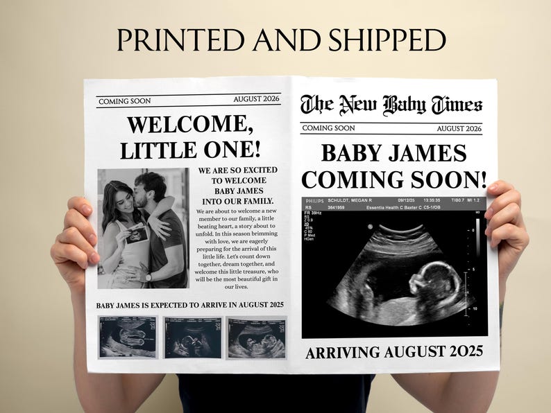 Custom Coming Soon Expecting Baby Times Pregnancy Announcement Physical ...