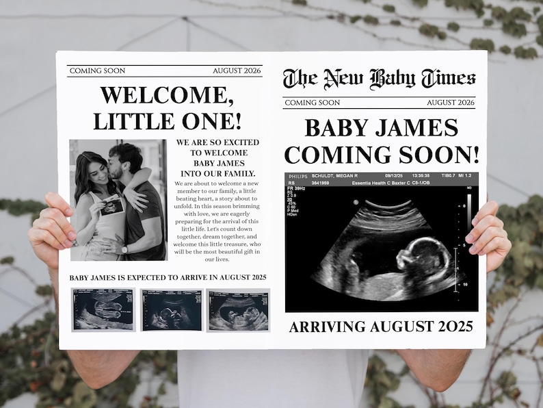Custom Coming Soon Expecting Baby Times Pregnancy Announcement Physical ...