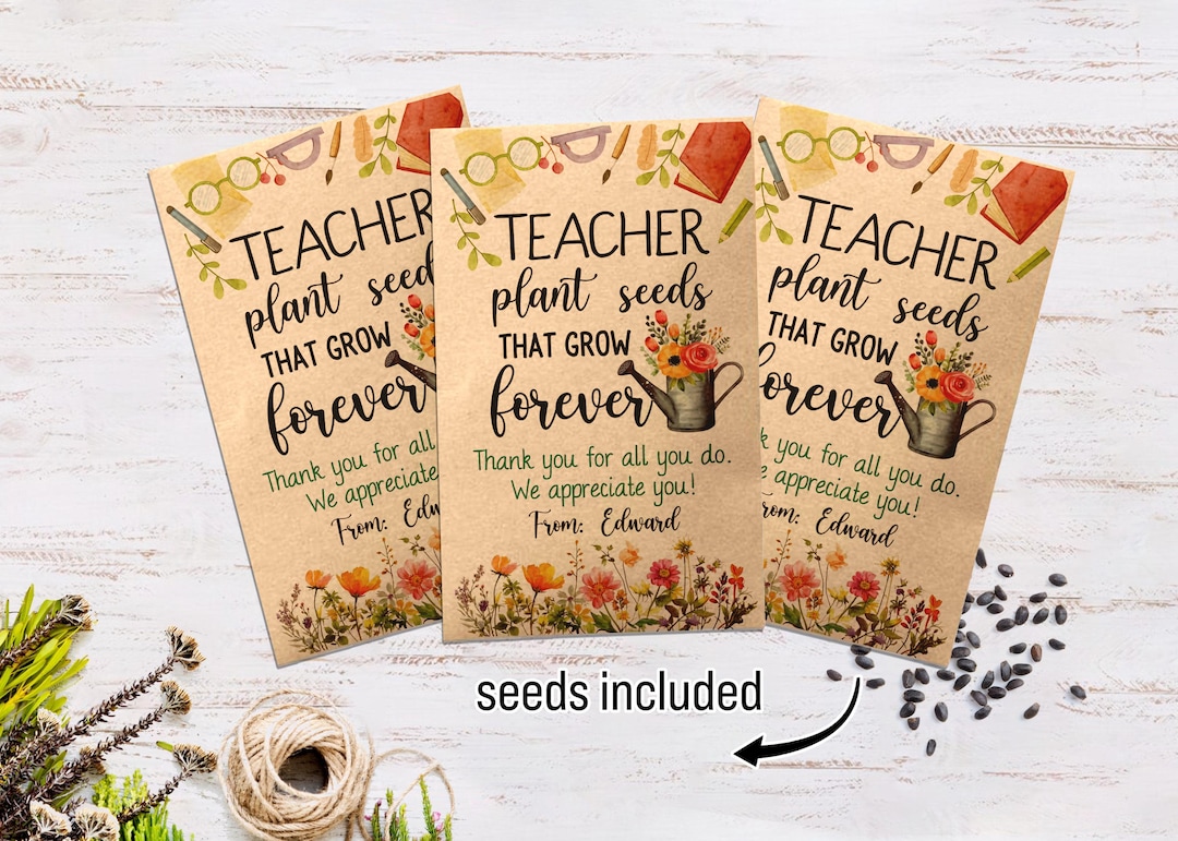 Teacher Appreciation Seed Packets/inspirational Favors for Teachers ...