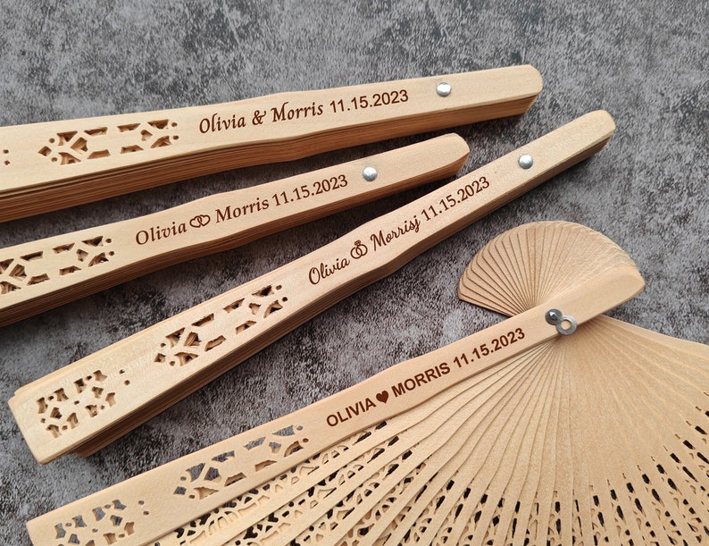 Custom Wooden Wedding Fans Unique Rustic Wedding Favors Personalized ...