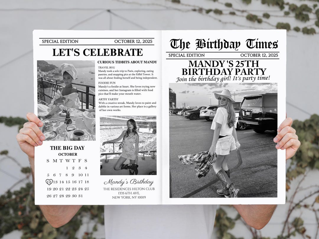 Editable Birthday Newspaper/birthday Newspaper Invitation/newspaper ...