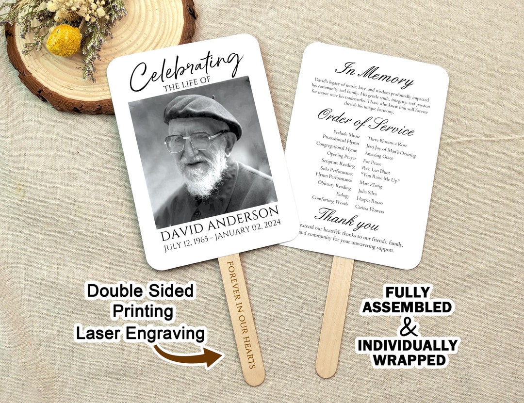 Funeral Program Fans/custom Fans With Photo/funeral Favors/personalized ...