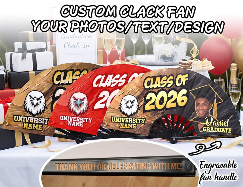 Custom Clack Fan for Graduation, Class of 2026 Graduation Fans ...