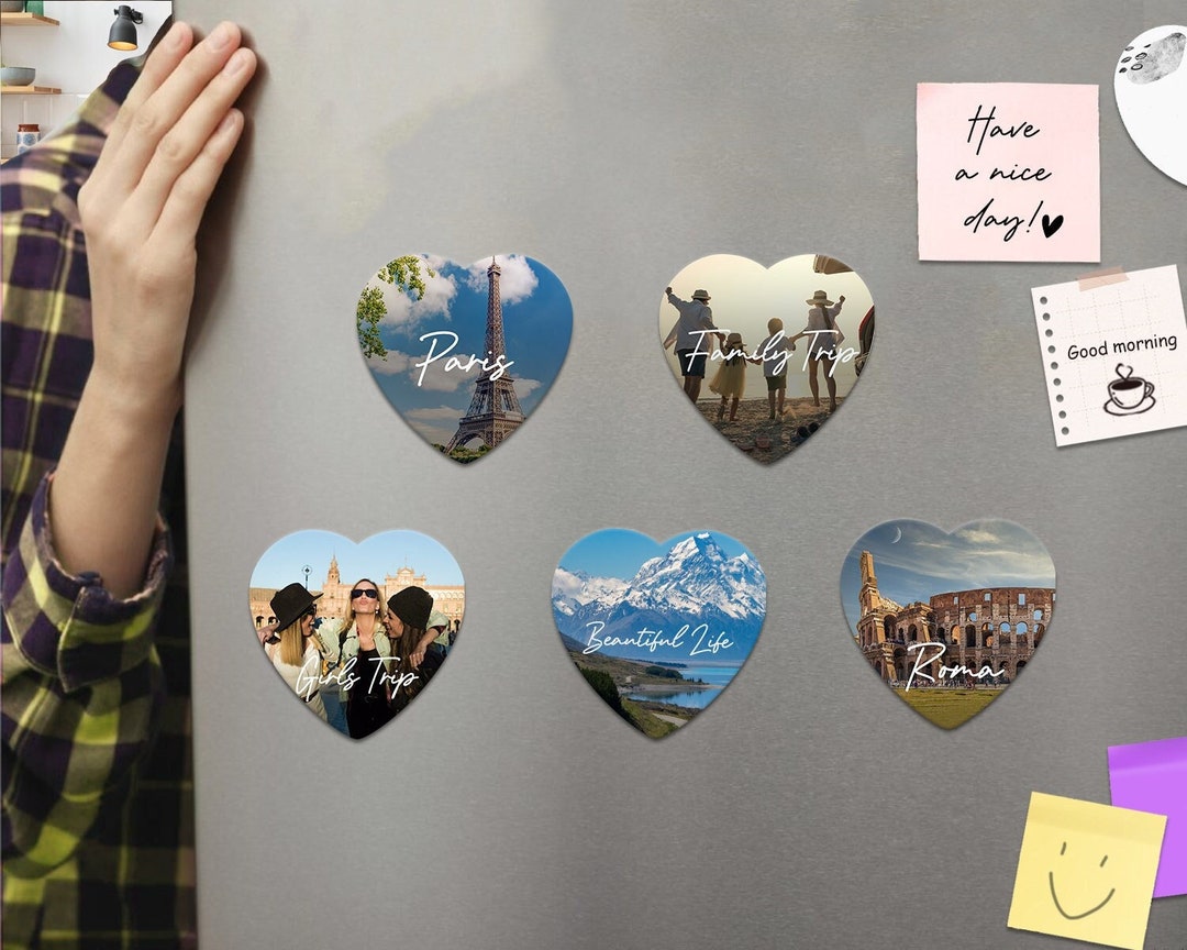 Personalized Photo Printed on Heart Magnet/custom Heart Magnet With ...