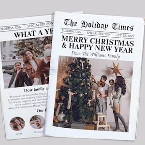 Christmas Newspaper/editable Family Holiday Newsletter/year in Review ...