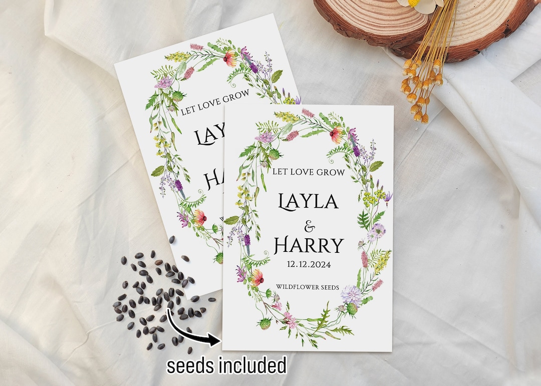 Personalized Seed Packet Wedding Favor in Bulk Seed Envelope Wildflower ...