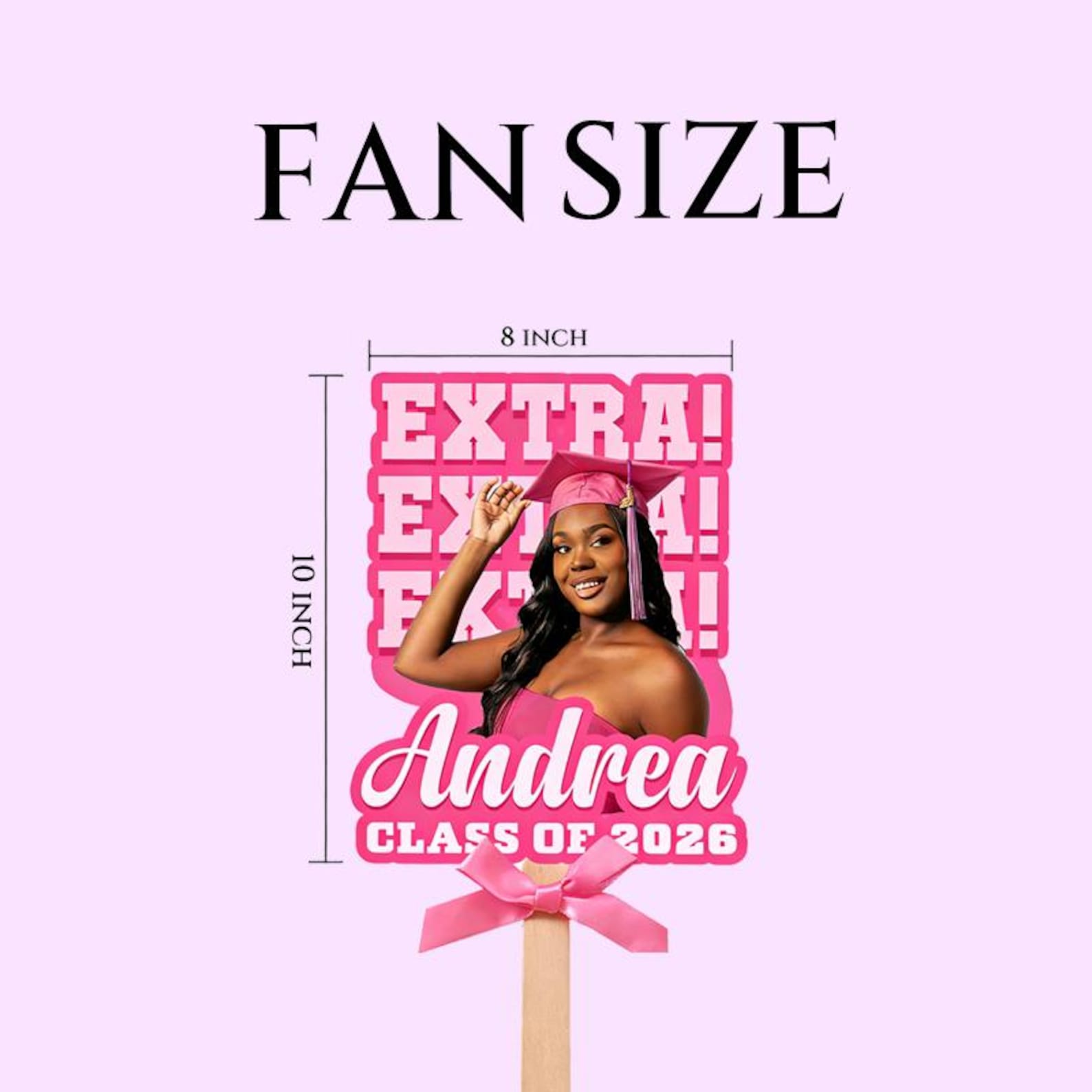 Custom Graduation Face Fan With Wooden Handle, Graduation Big Head ...