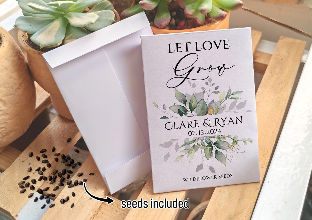 Wedding Seed Packets/custom Seed Packet Wedding Favors/let Love Grow Wildflower Seed Packets ...