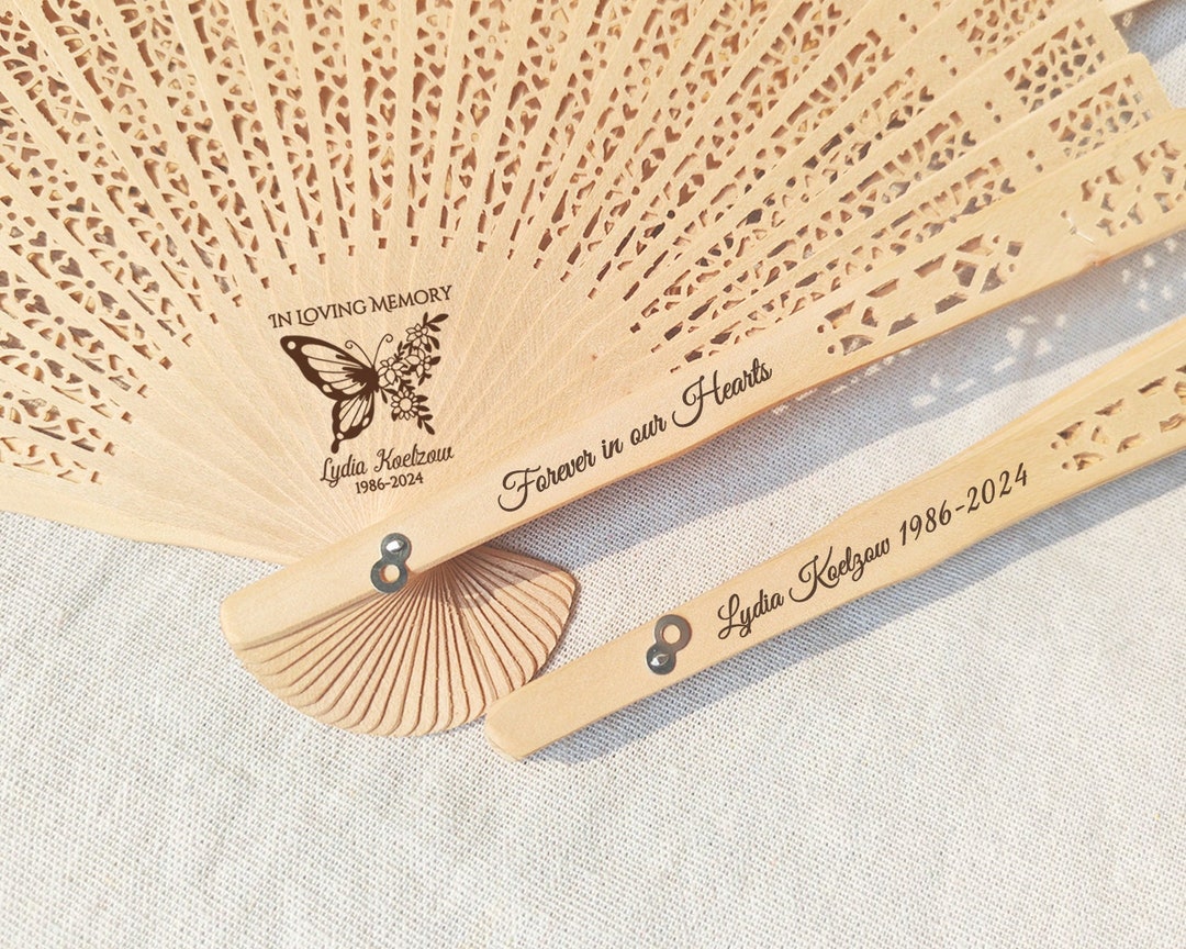 Custom Wood Hand Fan for Funeral Favors, Personalized Memorial Favors ...