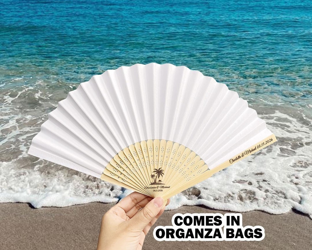 Bulk Beach Wedding Fans for Guests - Outdoor Wedding Favors, Hand Fans ...