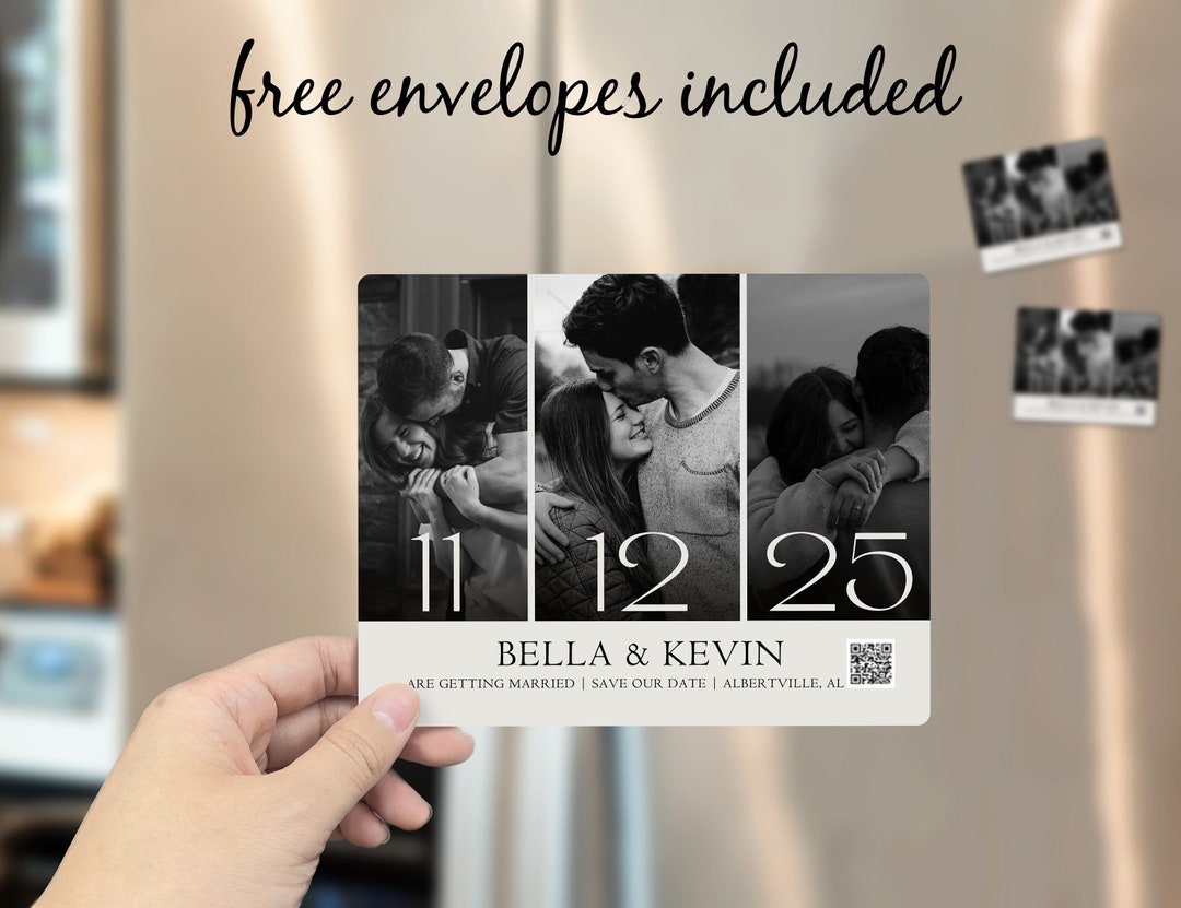 QR Code Save the Dates Magnet Photos Custom Save the Date Magnet ...