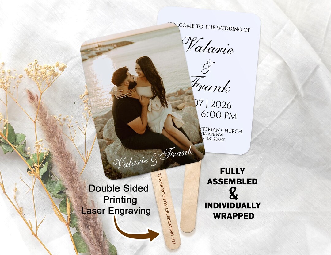 Set of 20 Wedding Hand Fans Double-sided Printed Photo Wedding Program ...