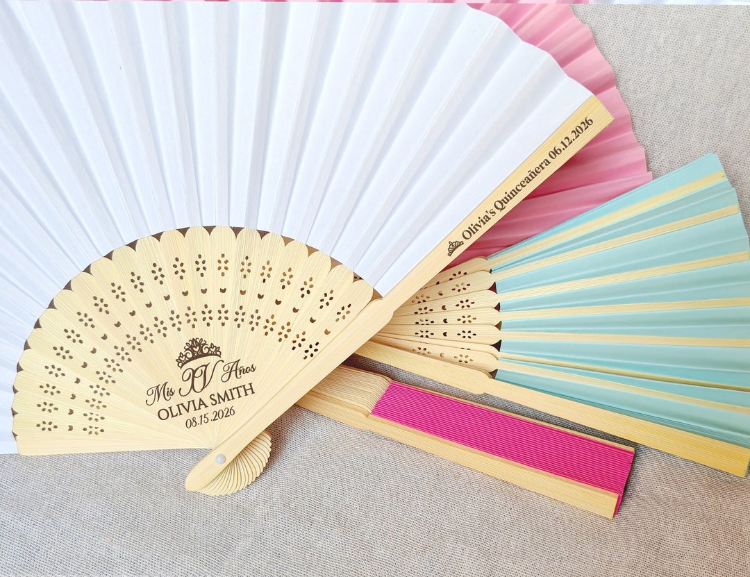 Personalized Paper Hand Fans for Quinceañera Party Favors Mis Quince ...