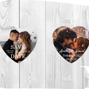 Heart Photo Magnets Save the Date/heart Magnet Modern Wedding/thank You ...