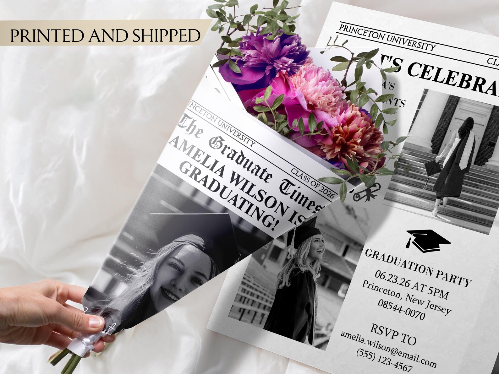 Printed Shipped Graduation Newspaper/newspaper Graduation Announcement ...