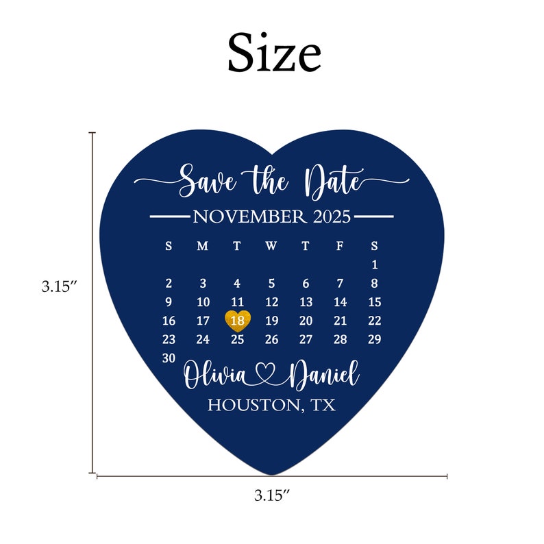 Heart Save the Date Calendar Magnet/calendar Invitation Magnets/wedding ...