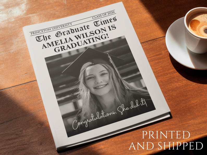 Printed Shipped Graduation Newspaper/newspaper Graduation Announcement ...