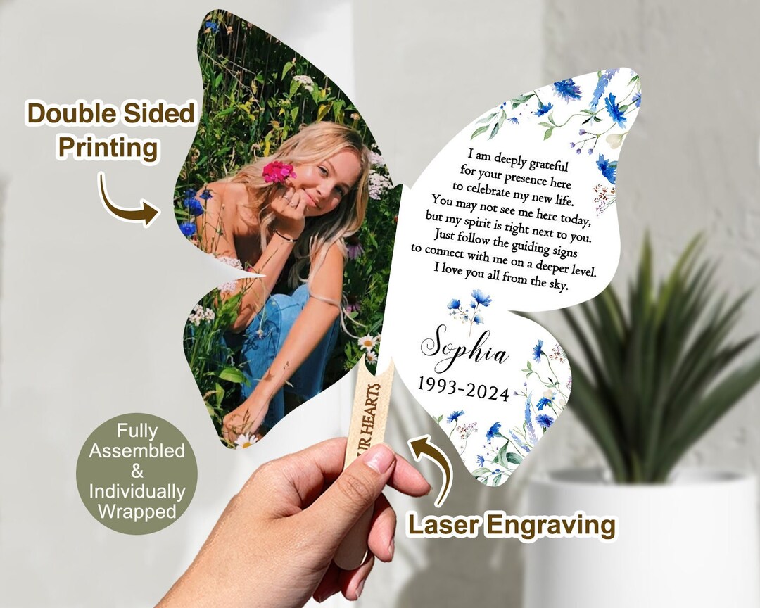 Photo Funeral Order of Service Hand Fans/funeral Program Fans Assembled ...