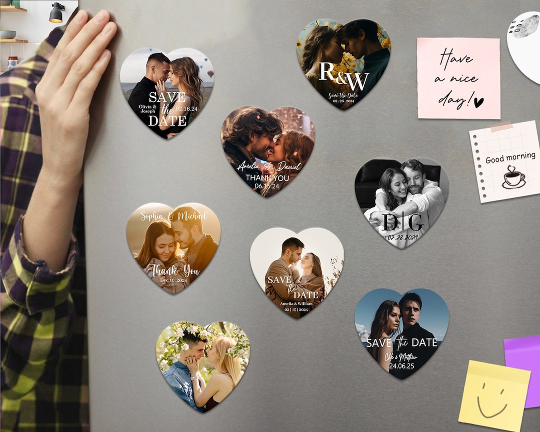 Heart Photo Magnets Save the Date/heart Magnet Modern Wedding/thank You ...