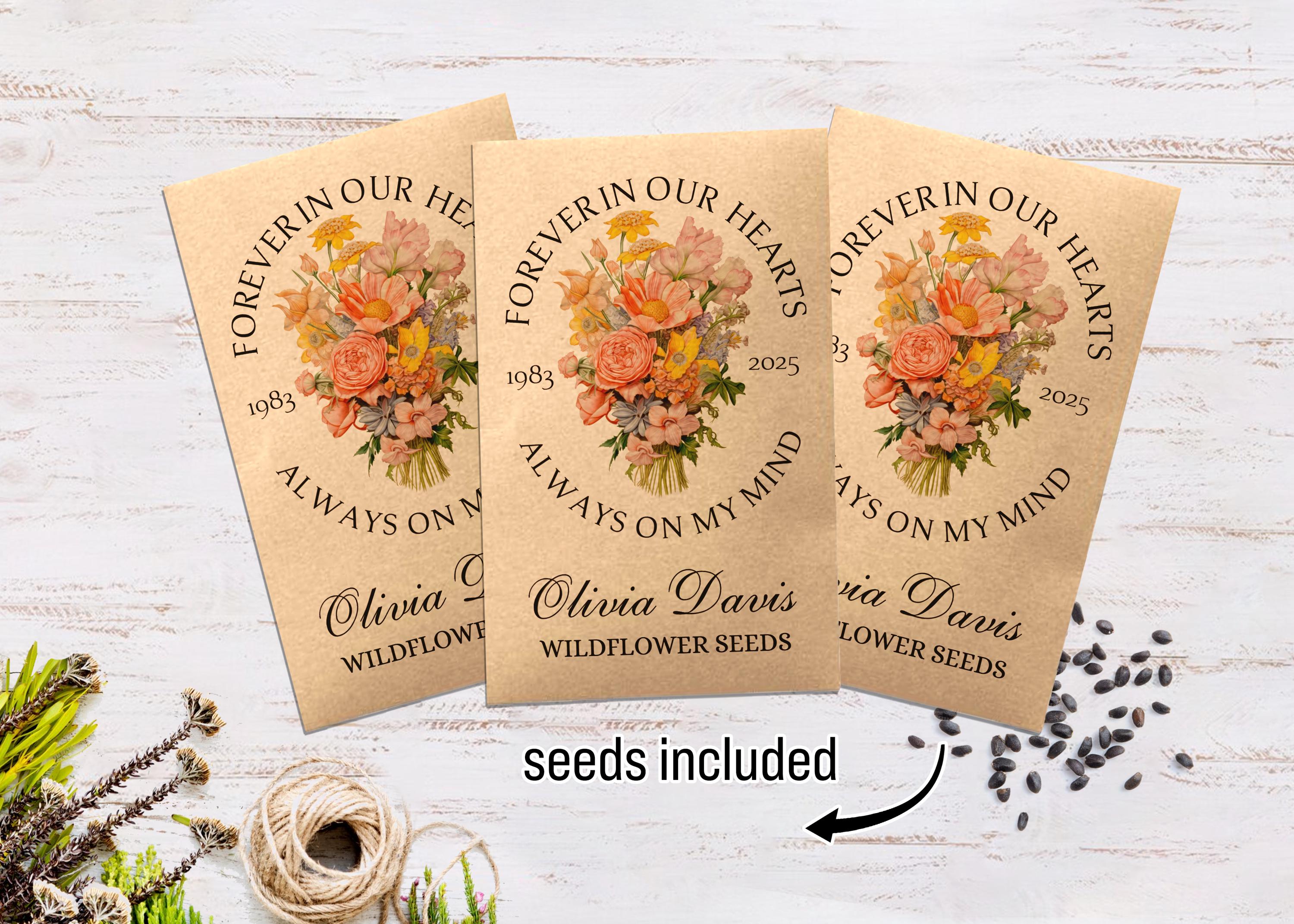 Memorial Seed Packet Favors in Bulk/custom Memorial Wildflower Seed ...