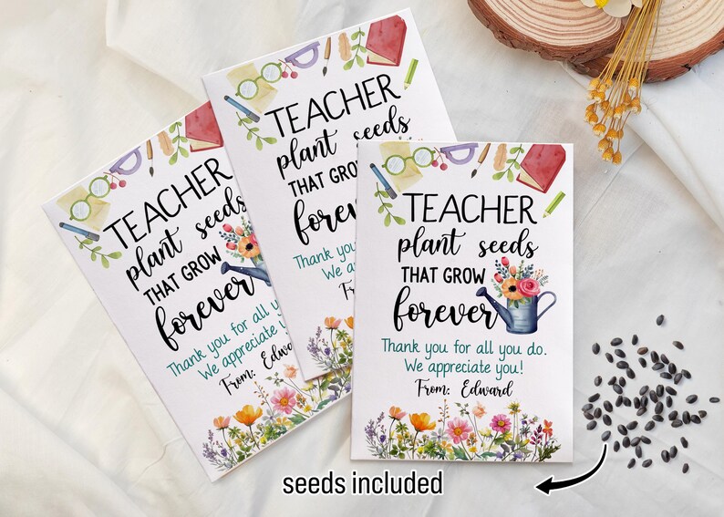 Teacher Appreciation Seed Packets/inspirational Favors for Teachers ...