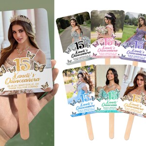 Quinceañera Party Photo Fans/custom Photo Picture Birthday Fans/fully ...