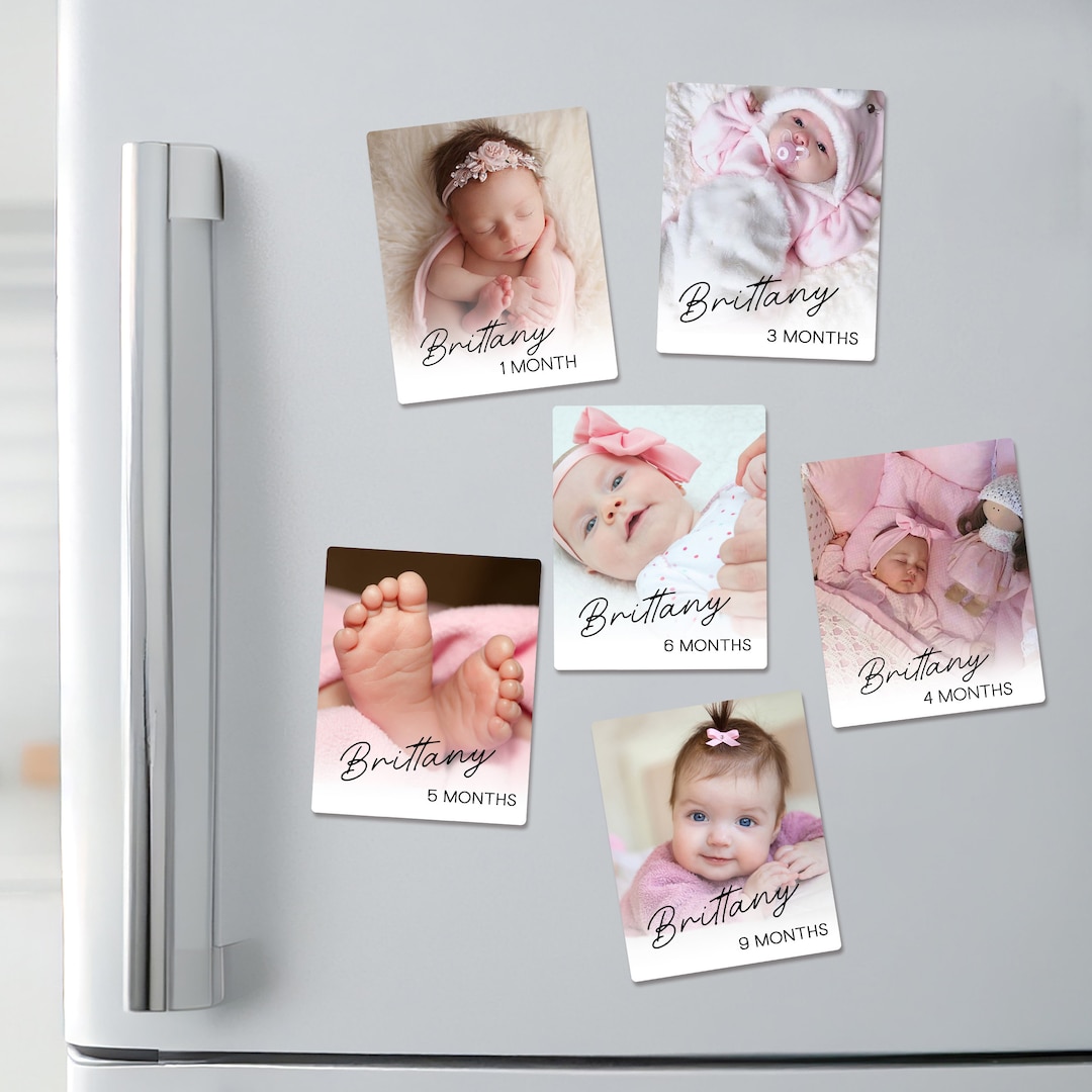 Personalized Growth Milestone Photo Fridge Magnets Baby Monthly ...