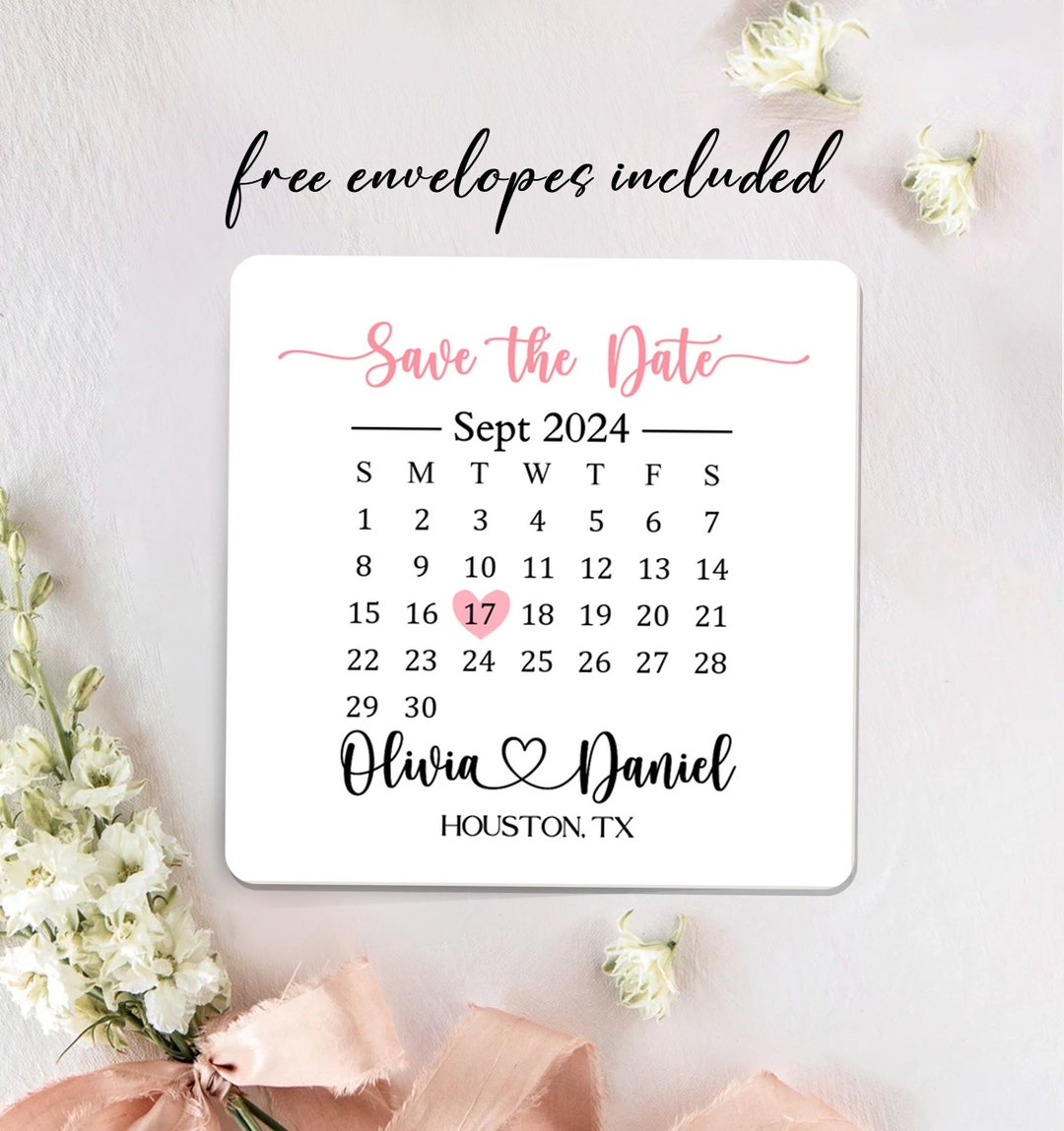 Calendar Save the Date Magnets Custom Wedding Invitation Magnet ...