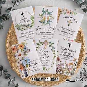 Personalized First Holy Communion Baptism Seed Favors/grow in Faith Baptism Favors/wildflower ...