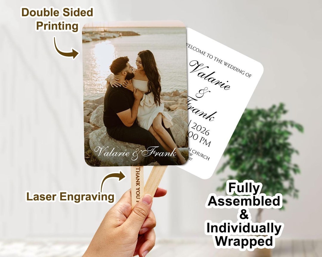Personalized Wedding Hand Fans Double-sided Printed Photo Wedding ...