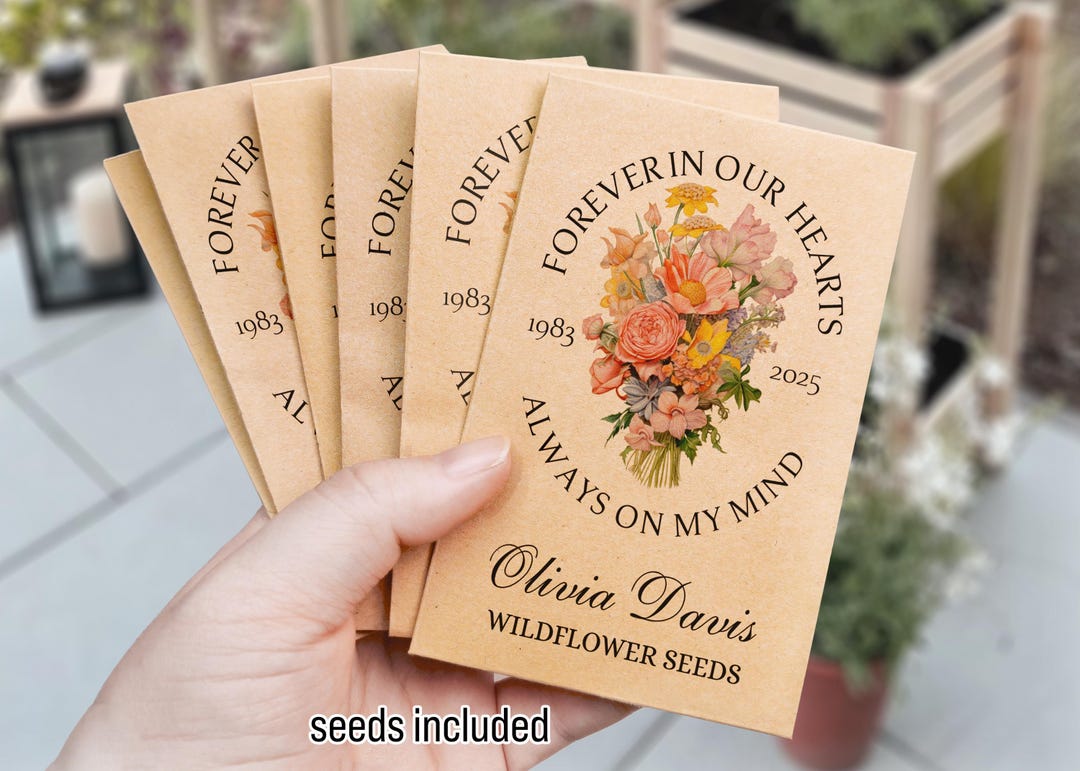 Memorial Seed Packet Favors in Bulk/custom Memorial Wildflower Seed ...
