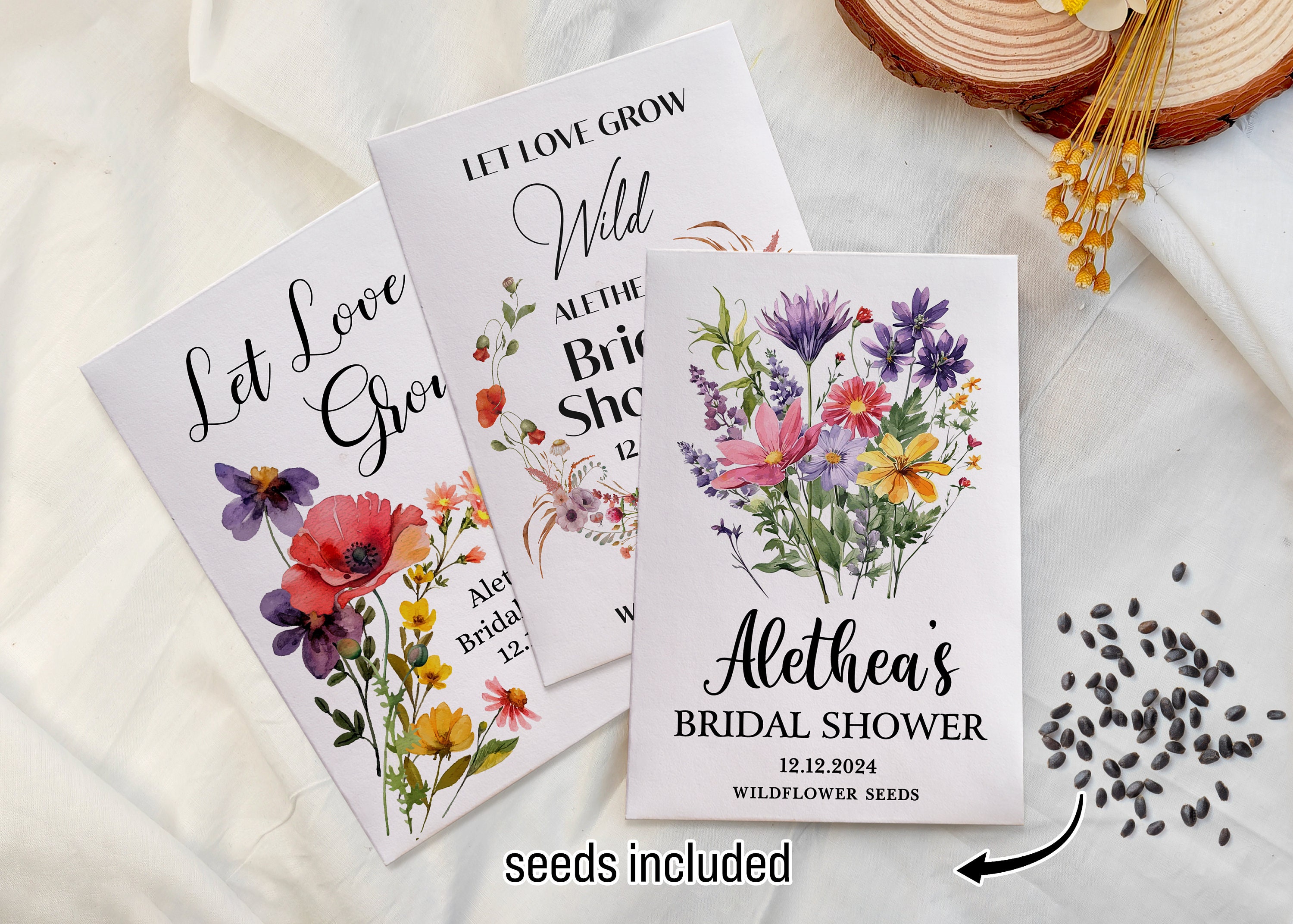 SET OF 25 Seed Packets Bridal Shower Favors Wildflowers Seeds Included ...
