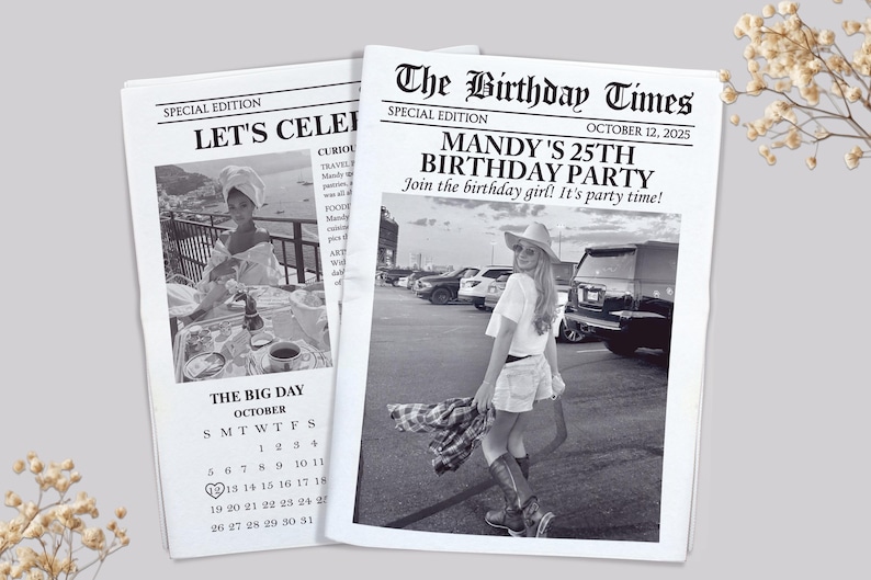 Editable Birthday Newspaper/birthday Newspaper Invitation/newspaper ...