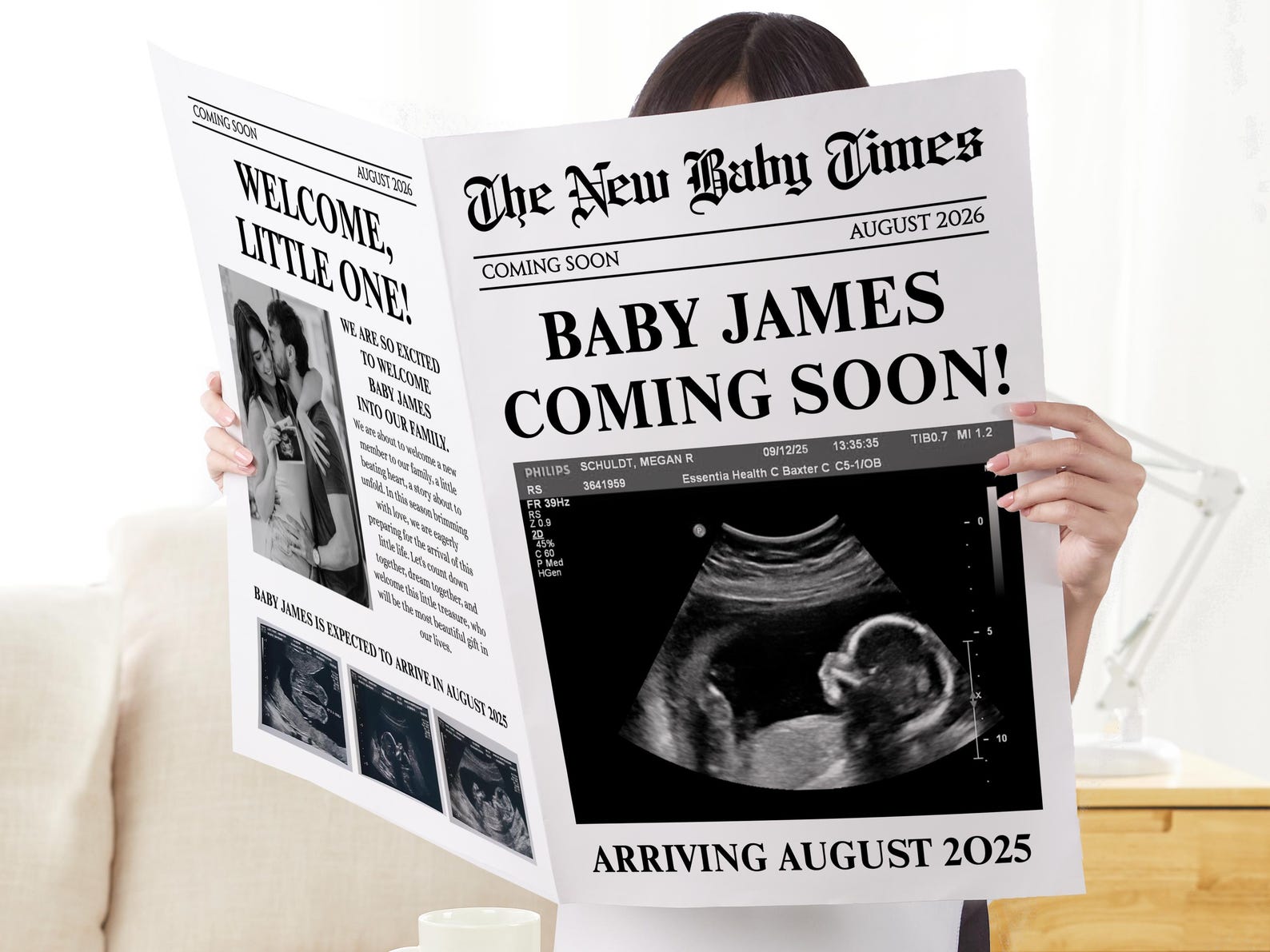 Custom Coming Soon Expecting Baby Times Pregnancy Announcement Physical ...