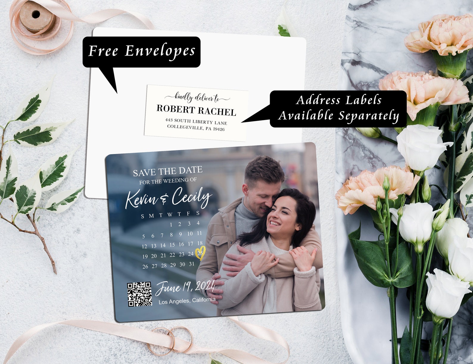 QR Code Save the Dates Custom Calendar Magnets Personalized Magnets ...