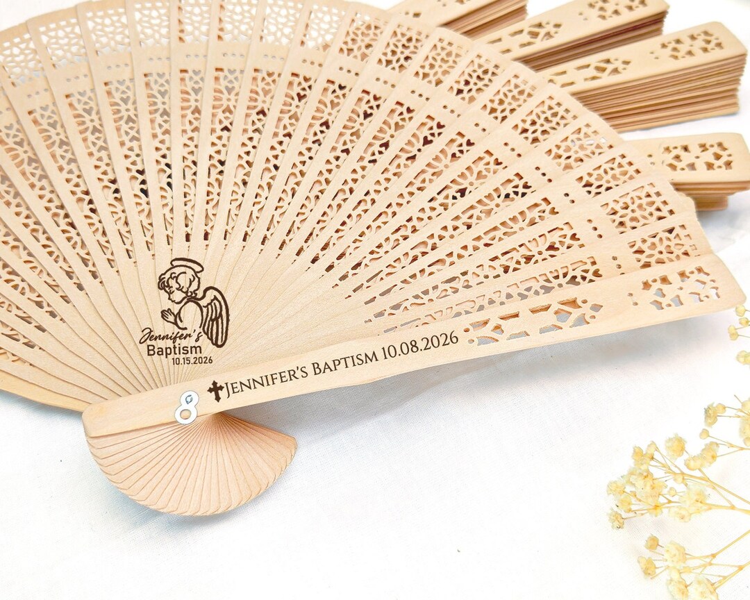 Rustic Baptism Fans Favors Personalized Hand Fan Church Event Favors ...
