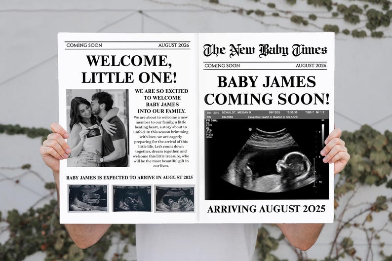 Custom Coming Soon Expecting Baby Times Pregnancy Announcement Physical ...