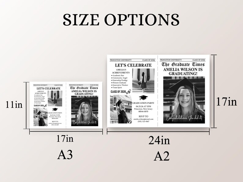 Printed Shipped Graduation Newspaper/newspaper Graduation Announcement ...