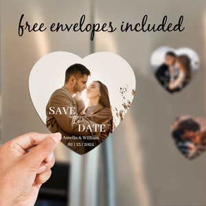 Heart Photo Magnets Save the Date/heart Magnet Modern Wedding/thank You ...