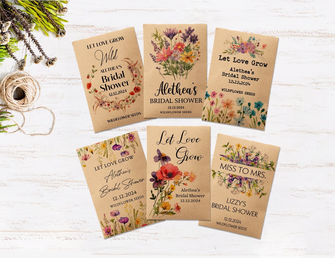 Wildflowers Bridal Shower Seed Packet Favors/personalized Bridal Shower ...