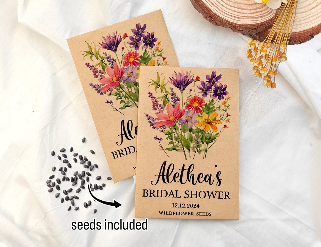 SET OF 25 Seed Packets Bridal Shower Favors Wildflowers Seeds Included ...