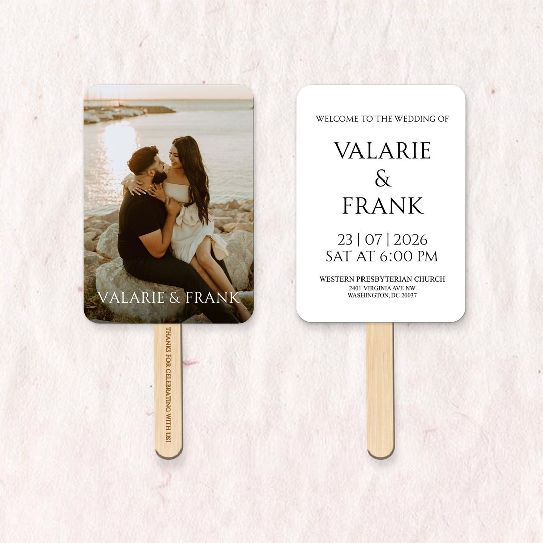 Set of 20 Wedding Hand Fans Double-sided Printed Photo Wedding Program ...