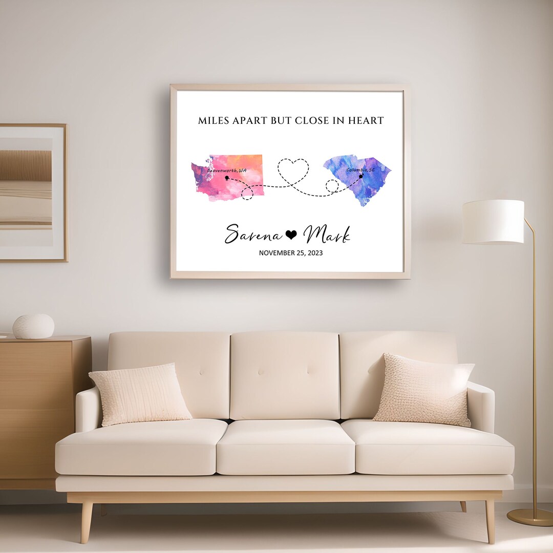 Personalized Long Distance Map DIGITAL Download/long Distance ...