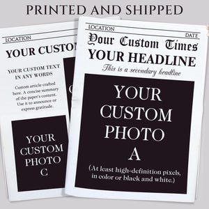 Printed and Shipped Personalized Newspaper/custom Newspaper for ...