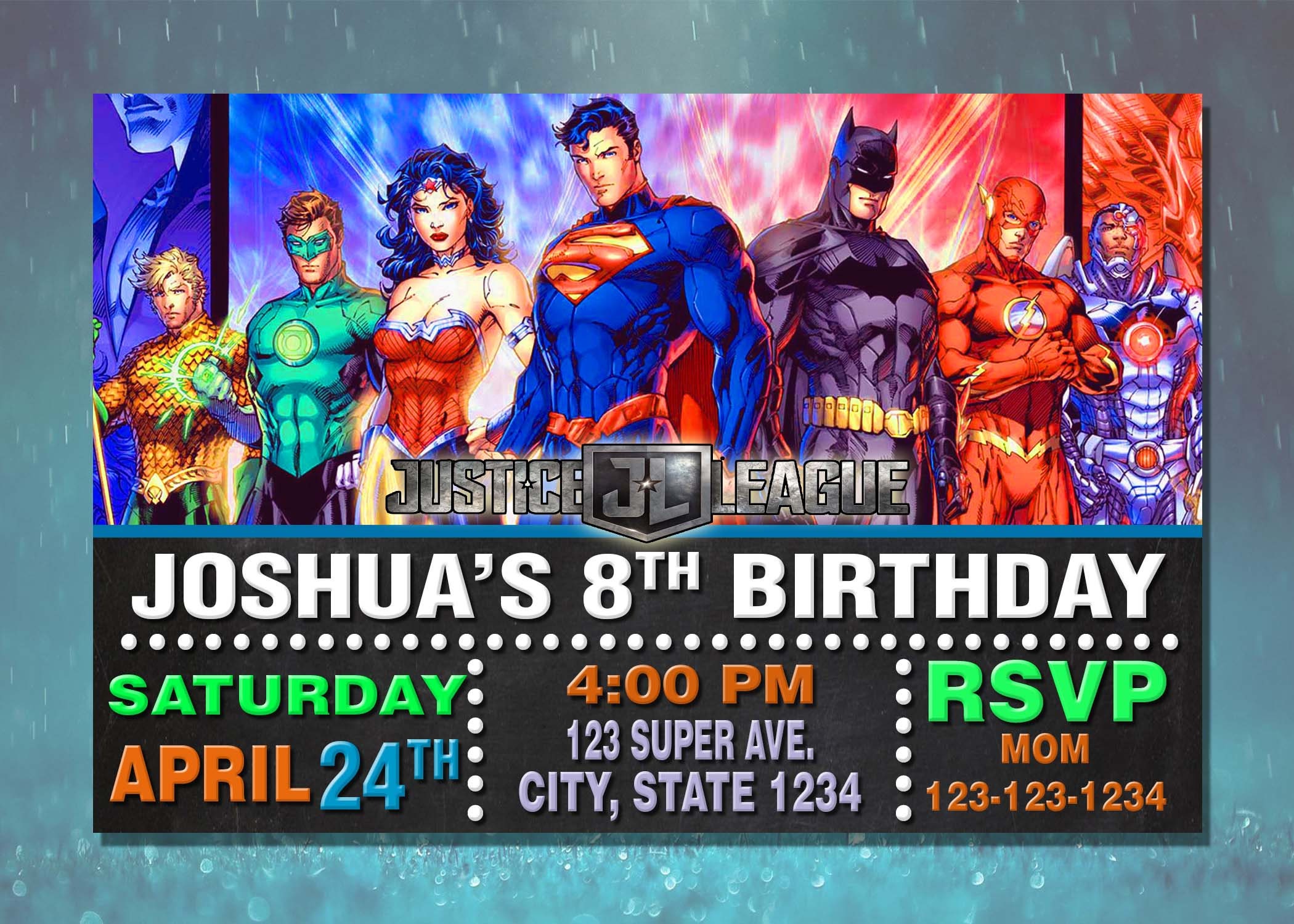Justice League Birthday Invitation