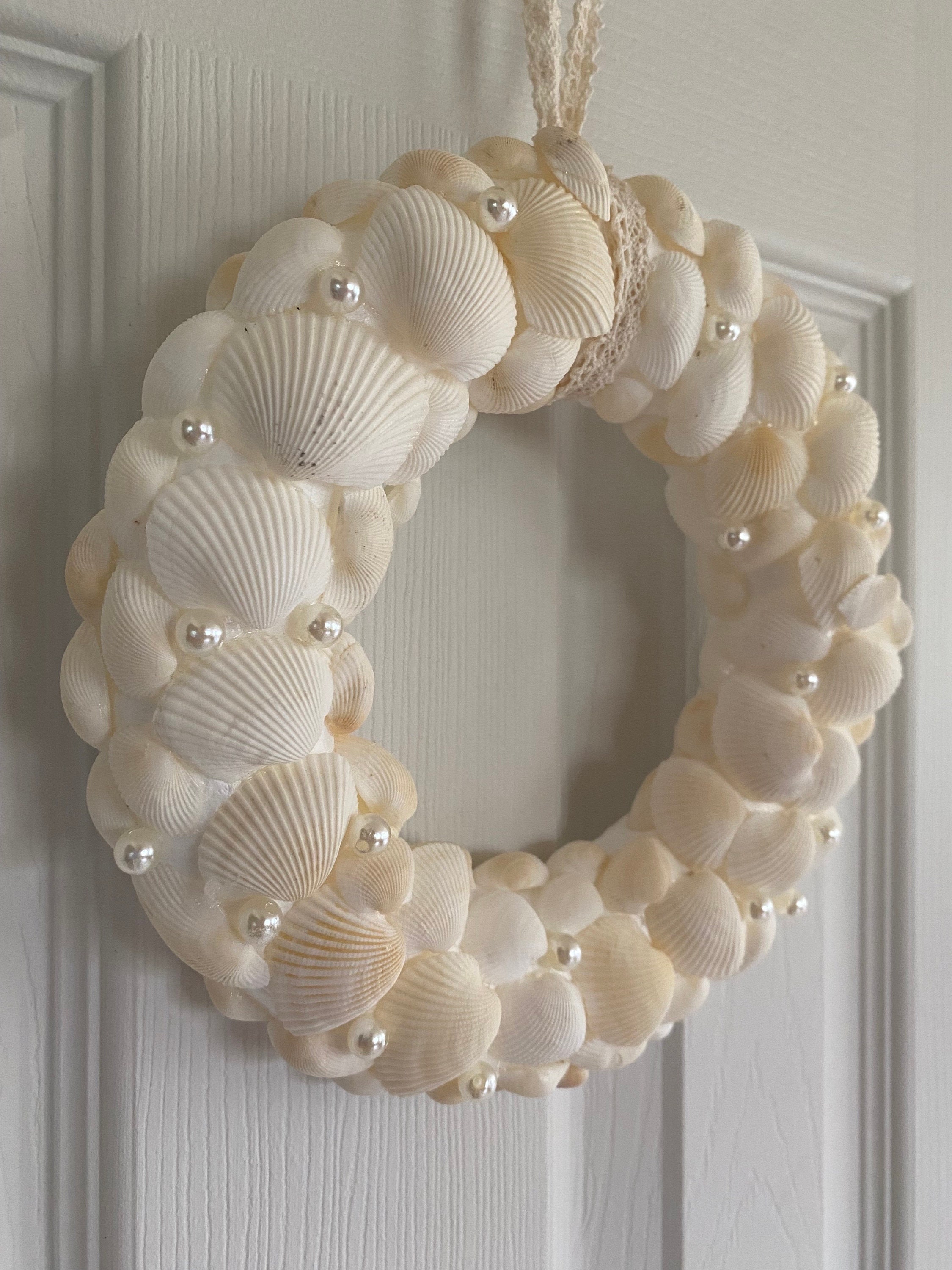 White/ivory Shell Wreath for Beach Wedding Anniversary and Birthday ...